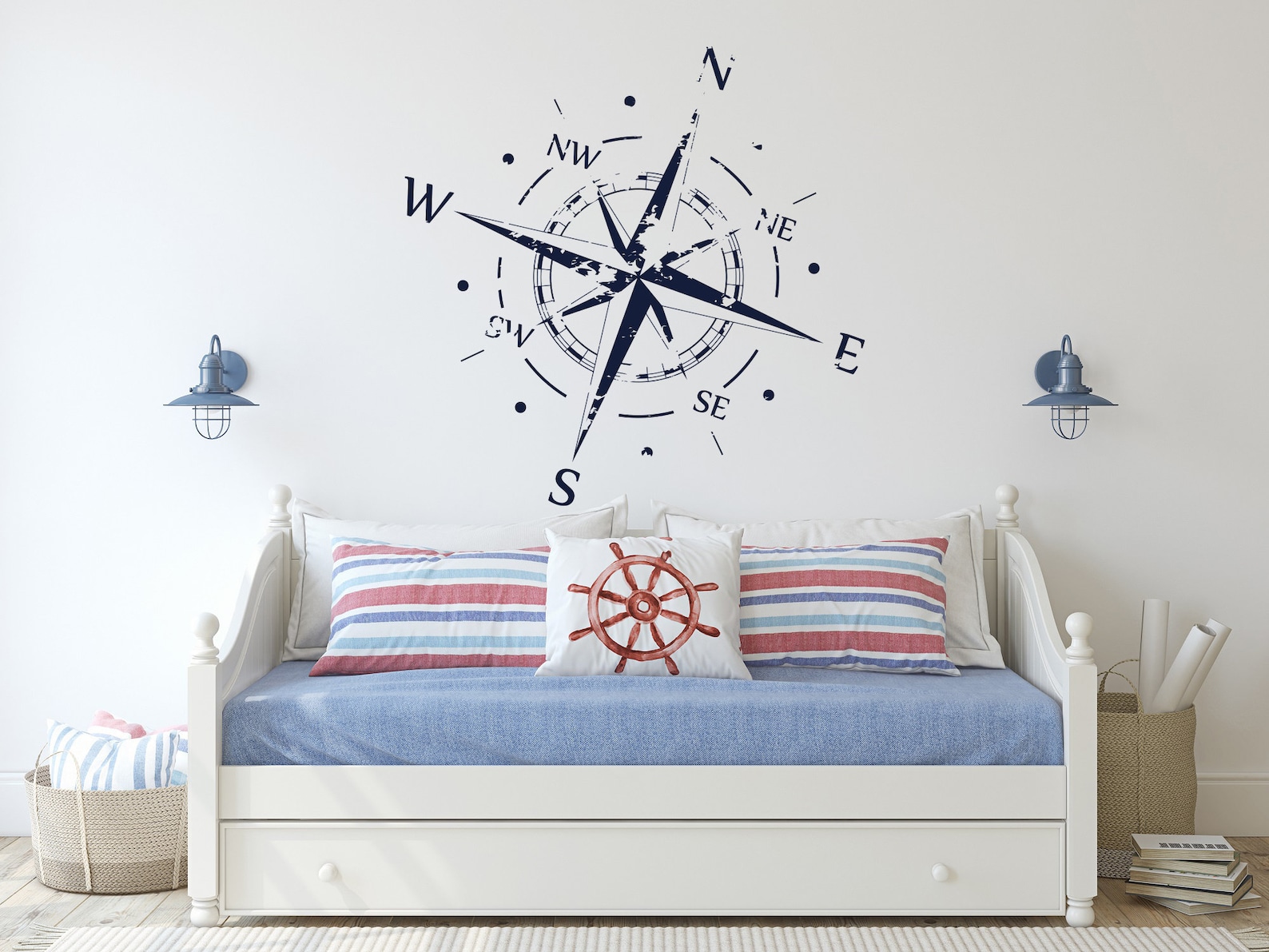 Compass Wall Decal Nautical Decor Compass Rose Vinyl Decal | Etsy