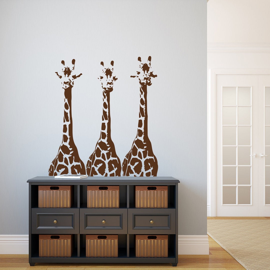 Set of 3 Giraffes Wall Decal - Giraffe Wall Sticker, Safari Animals ...