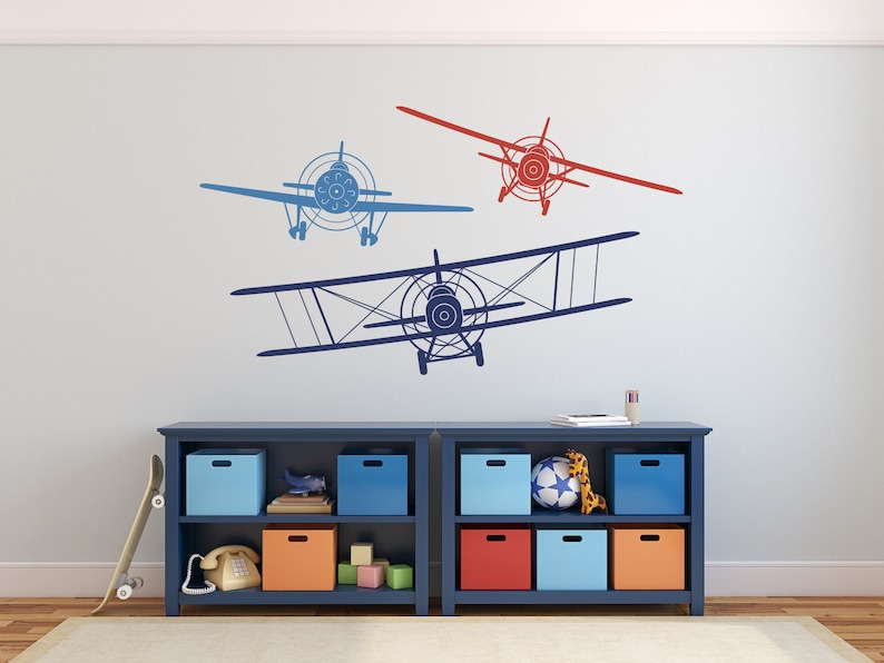Set of 3 Airplanes Wall Decal Aviation Wall Decals Stickers | Etsy