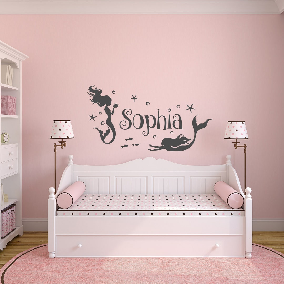 Girl Wall Decal Name- Mermaid Wall Decal Girls Room- Personalized Girls ...