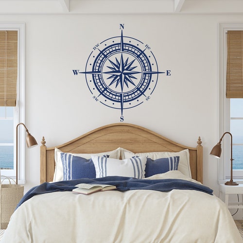 Compass Rose Wall Decal Nautical Decor Coastal Wall Decor - Etsy