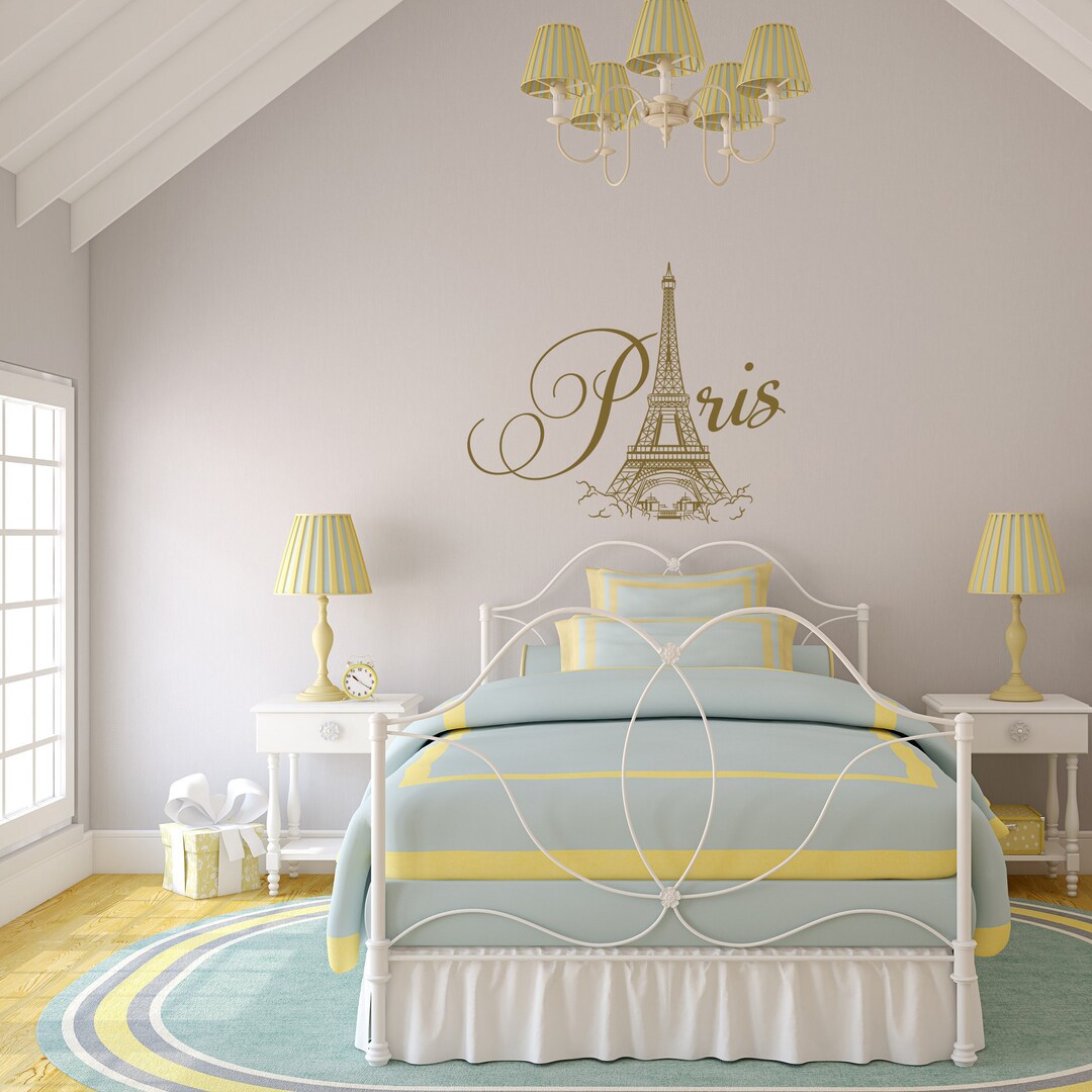 Paris Wall Decal Sticker Vinyl Lettering, Paris Bedroom Decor, Eiffel ...