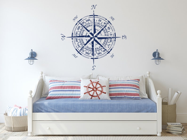 Compass Rose Wall Decal Nautical Decor Coastal Wall Decor - Etsy