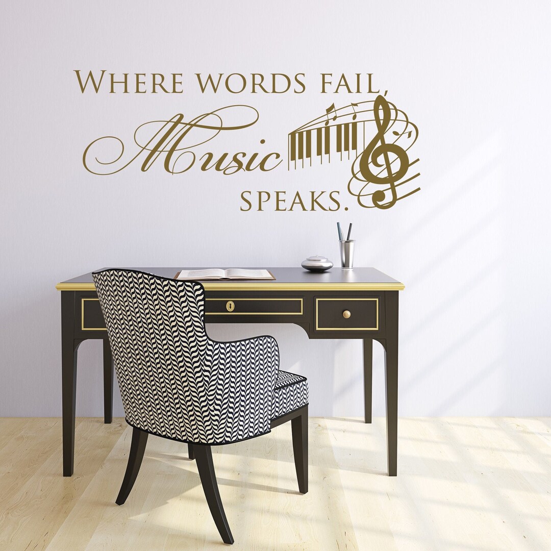 Music Wall Stickers Where Words Fail Music Speaks - Music Lover Gift ...