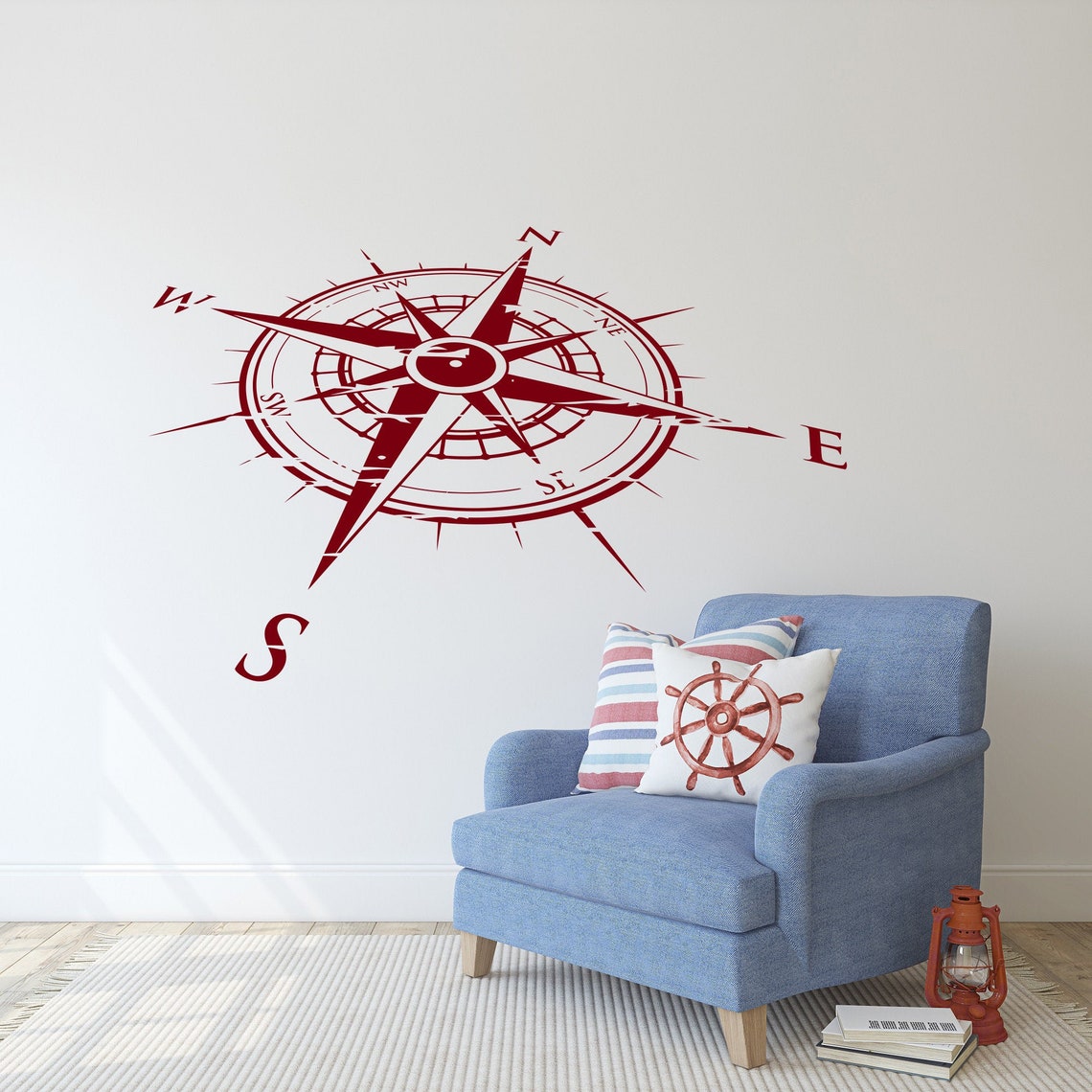 Nautical Compass Decal Compass Wall Art Compass Rose Decal | Etsy