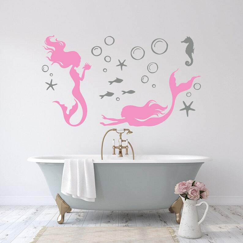 Mermaid Wall Decal Girls Room Decor Mermaid Vinyl Sticker | Etsy