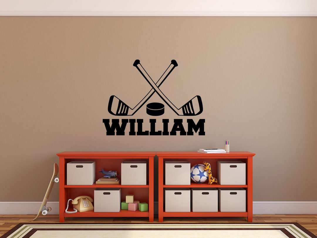 Hockey Name Wall Decal Boy - Personalized Name Sticker Hockey Themed ...