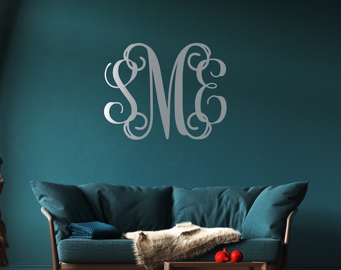 Monogram Monogram Decal Monogram Wall Decal Custom Decals Custom Wall ...