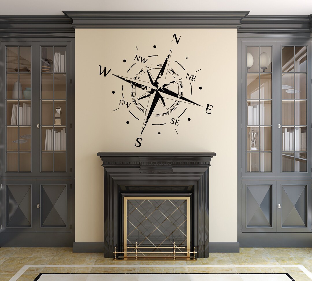 Compass Wall Decal Nautical Decor - Compass Rose Vinyl Decal Sticker ...