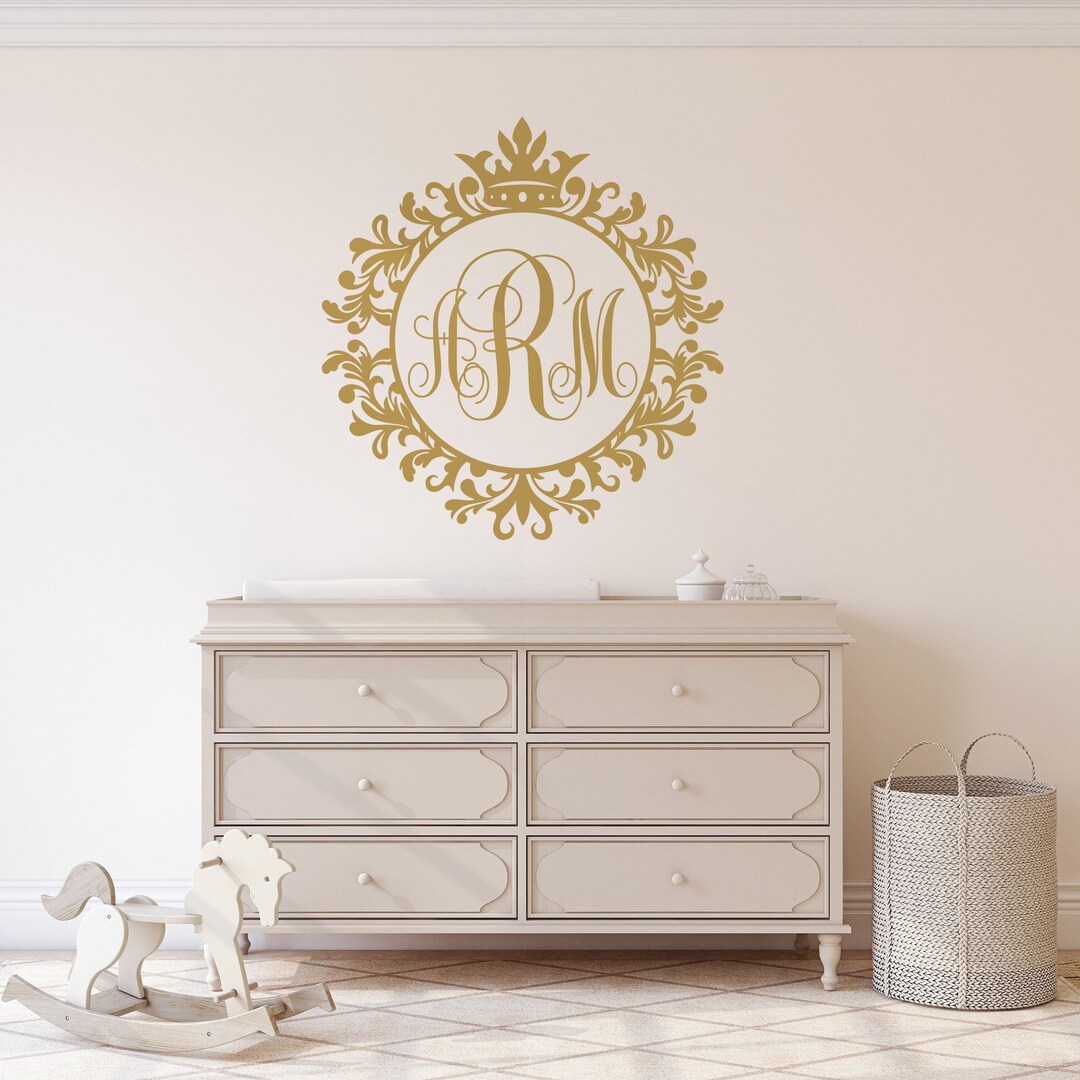 Initial Monogram Wall Decor - Personalized Monogram Letters Wall Decal ...