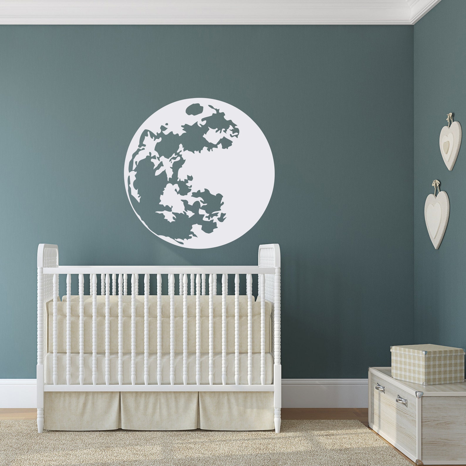 Moon Wall Decal Full Moon Wall Sticker Space Wal Decal - Etsy