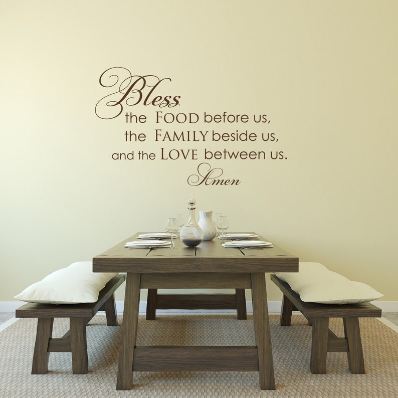 Kitchen Prayer Wall Decal Bless This Food Before Us Family - Etsy