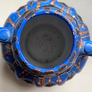 Czech Art Pottery Alienware Handled Vase, Fish, Blue Drip Glaze Ditmar ...