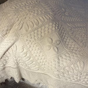 Antique Crochet Bedspread, Cover, Counterpane, Ivory, 78" X 76 ...