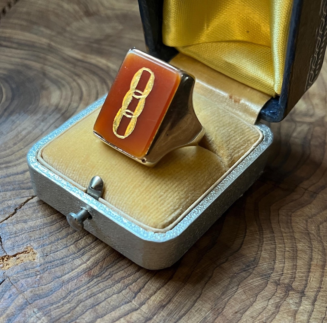 Odd Fellows 10K Gold Men's Ring, 10 Gms, Carnelian Agate IOOF, Rebekah ...