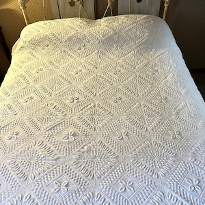 Antique Crochet Bedspread, Cover, Counterpane, Ivory, 78" X 76 ...