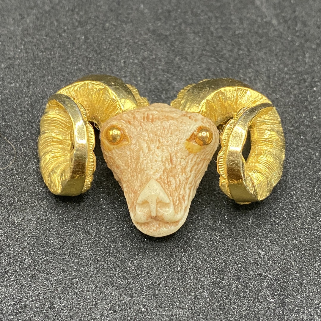 Vintage Luca Razza Ram Head Zodiac Brooch Aries #979 - Etsy