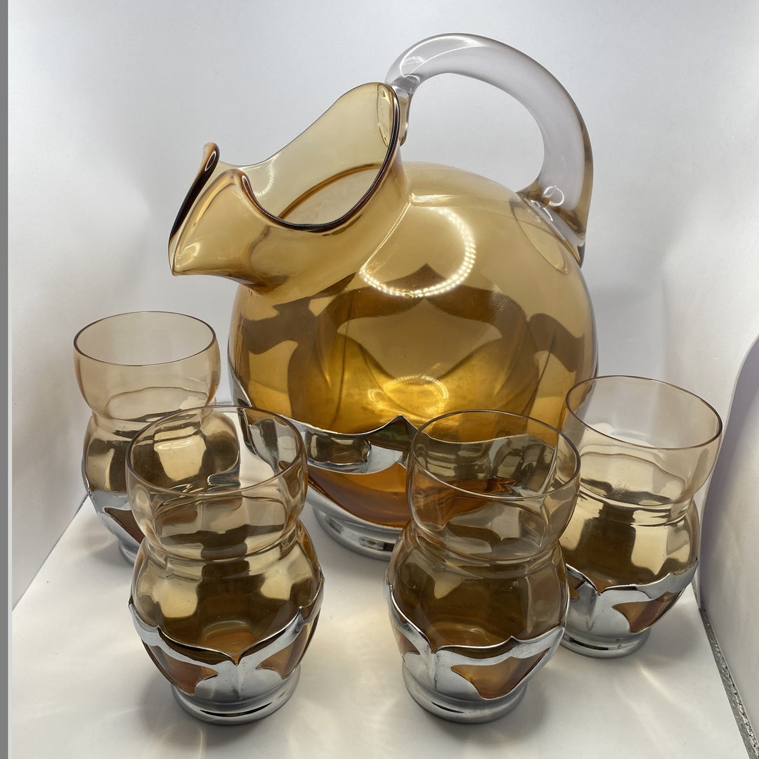 Cambridge Glass Pitcher, Farber Brothers, Farberware 4 Glasses, Chrome ...