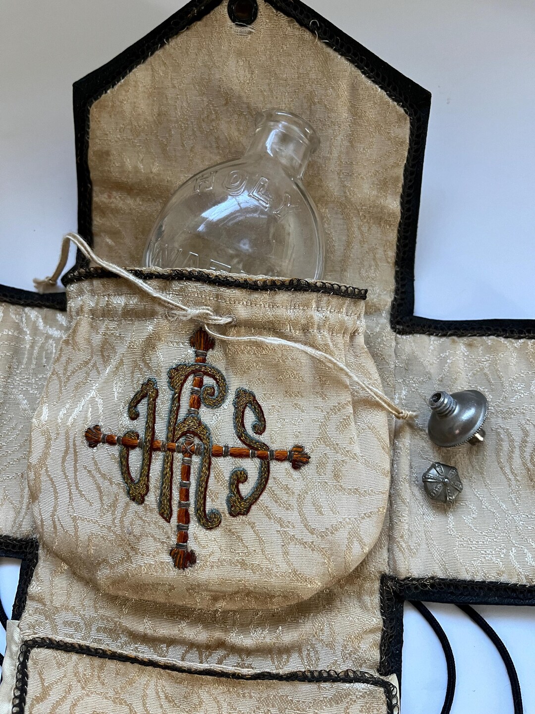 Priest Holy Water Pyx Leather Burse, Catholic, Blessed Glass Holy Water ...