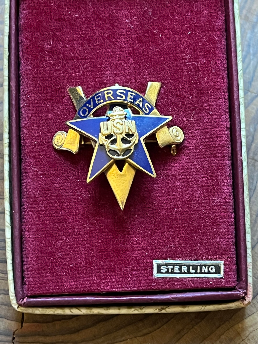 WWII Sweetheart Brooch Pin Military USN Overseas Enamel Sterling Near ...