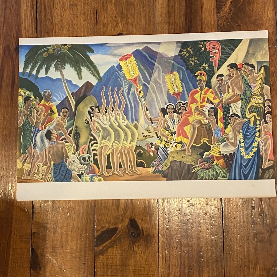 Hawaii Rare Matson Murals Eugene Savage 1940s Original Art Lithograph ...