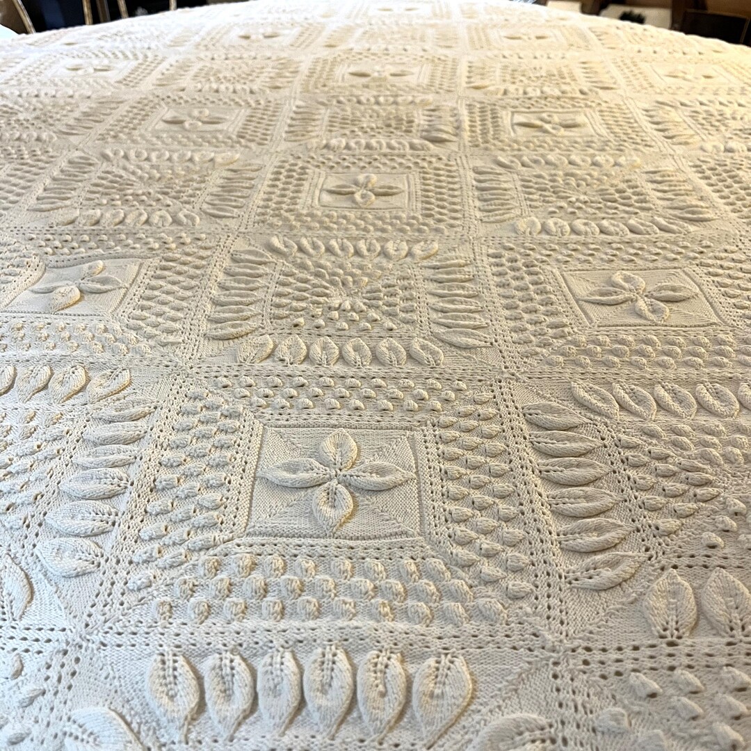 Antique Crochet Bedspread, Cover, Counterpane, Ivory, 78" X 76 ...
