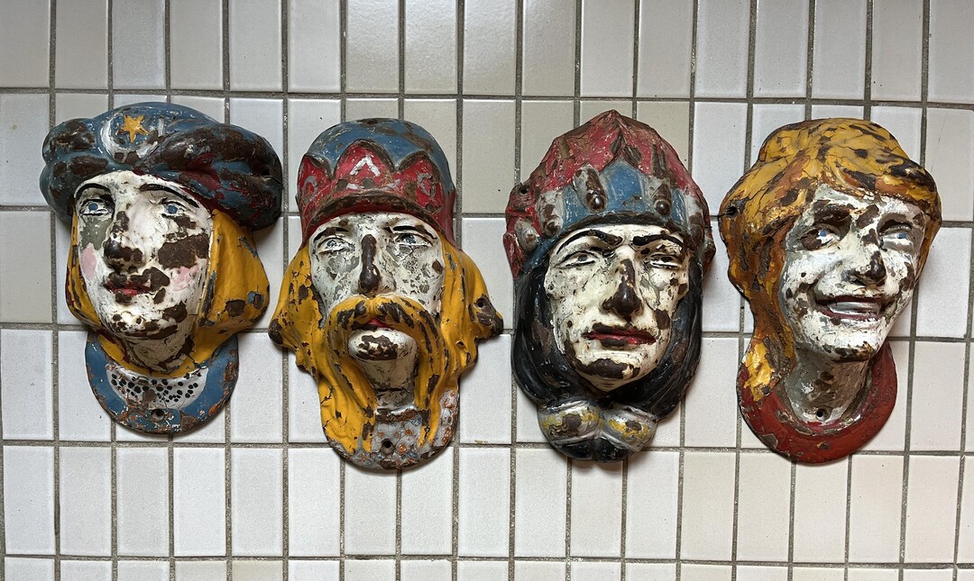 Herschell Spillman Carousel Masks, Set of 4, Cast Iron, Circus Carnival ...