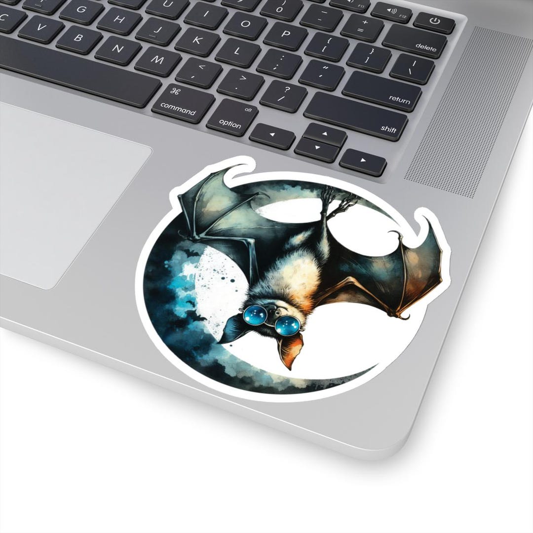 Bat on Moon Sticker: Spooky Watercolor Decal - Halloween Art - Etsy