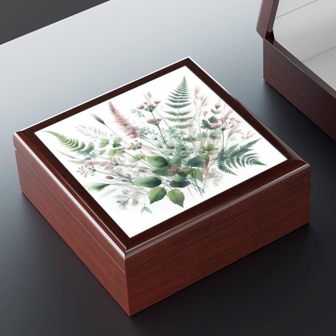 Watercolor Flowers Jewelry Box, Floral Keepsake Casket, Wildflowers ...