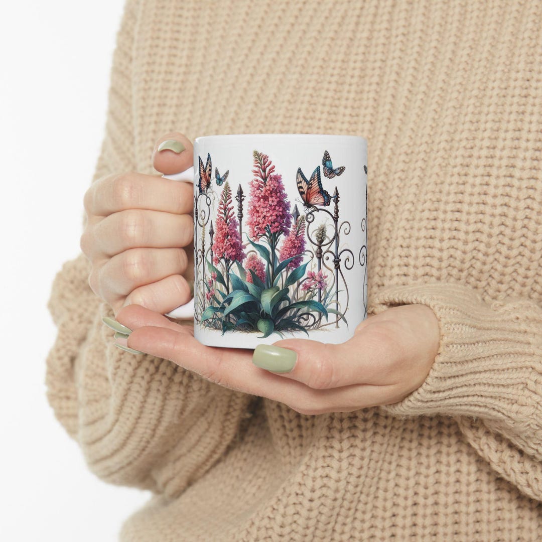 Wildflower Butterfly Mug: Watercolor Spring Garden Coffee Cup - Etsy