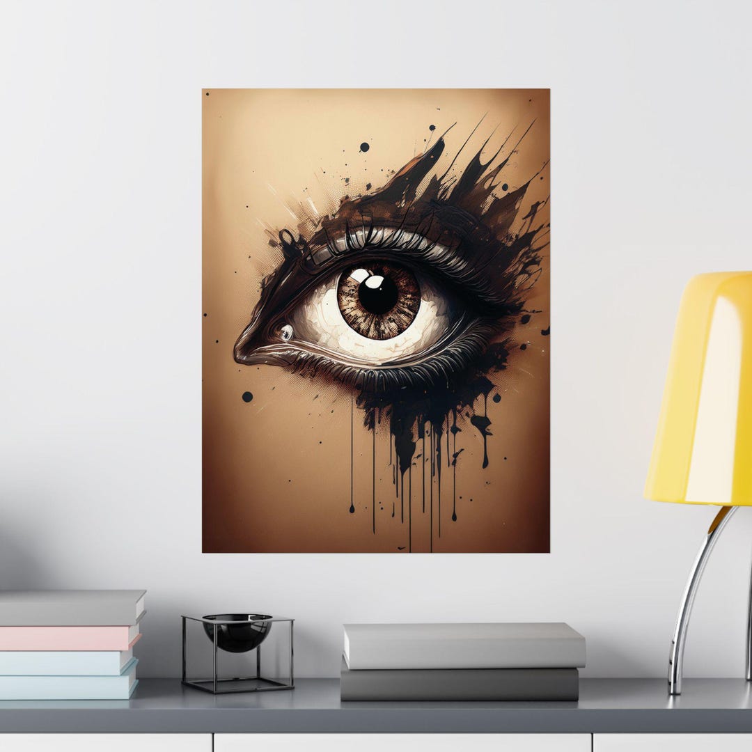 Paint Splatter Eye Matte Vertical Poster, Noir Style Wall Art ...