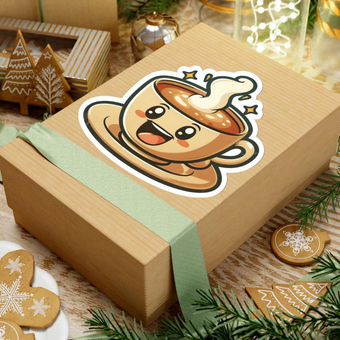 Happy Face Coffee Mug Sticker, Cartoon Espresso, Planner Decal - Etsy