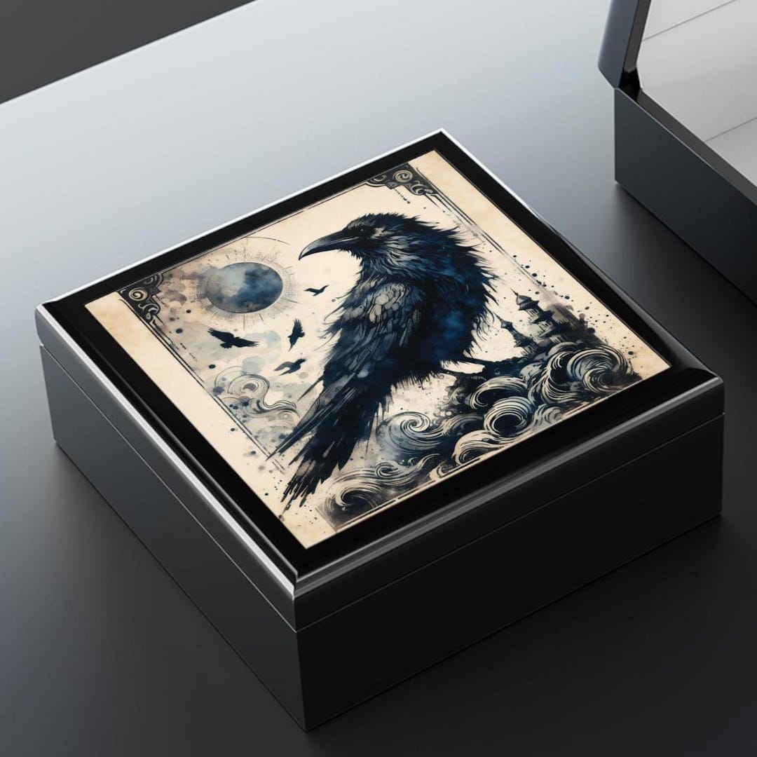 Raven Jewelry Box, Dark Art Keepsake Casket, Trinket Case, Memory Vault ...