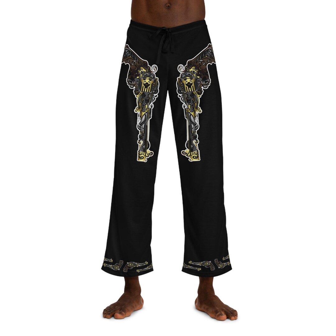 Revolver Print Men's Pajama Pants, Gun Lover Sleepwear, Western Cowboy ...