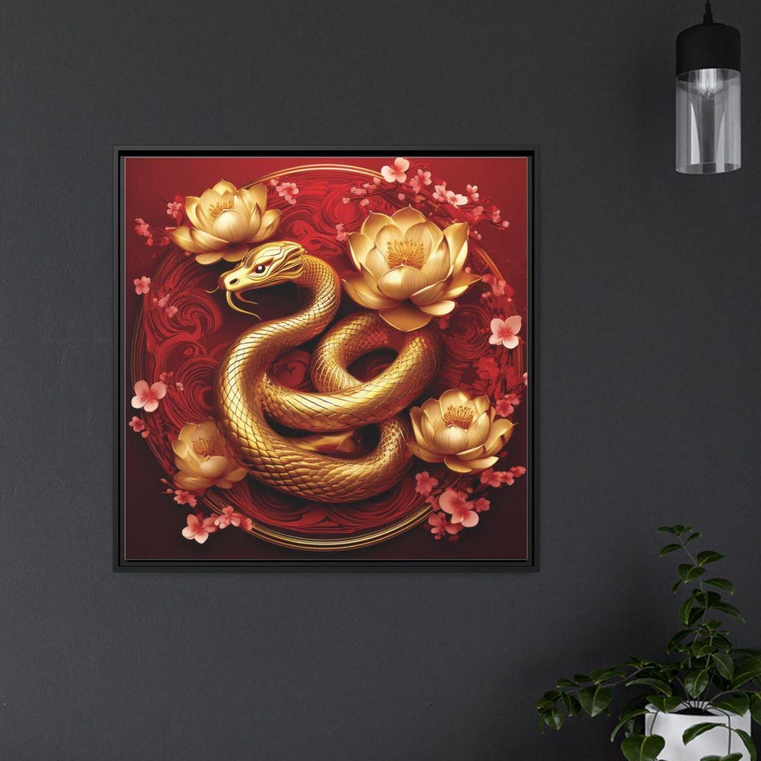 Year of the Snake Canvas: Red and Gold Lunar New Year Art - Etsy