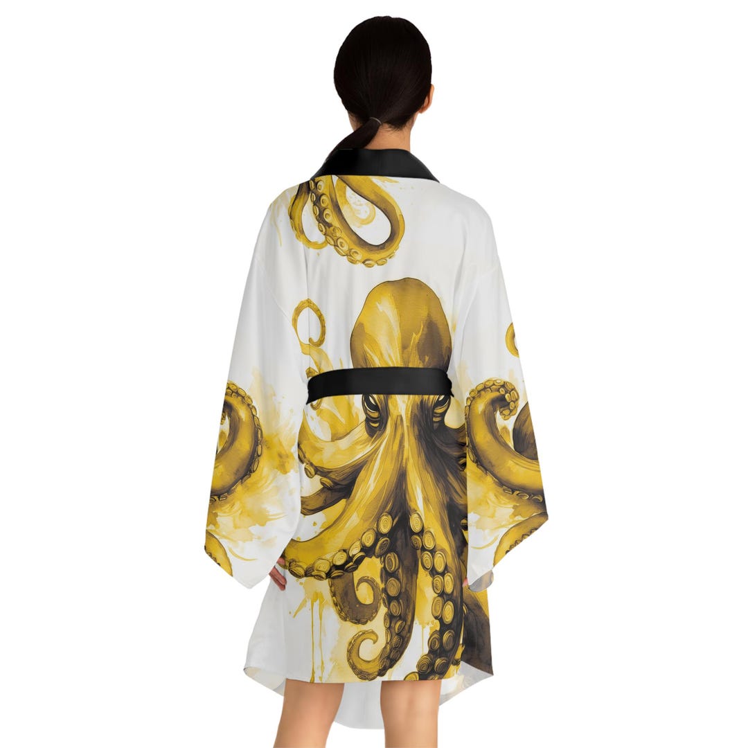 Gold Octopus Kimono Robe: Nautical Lounge Wear - Etsy