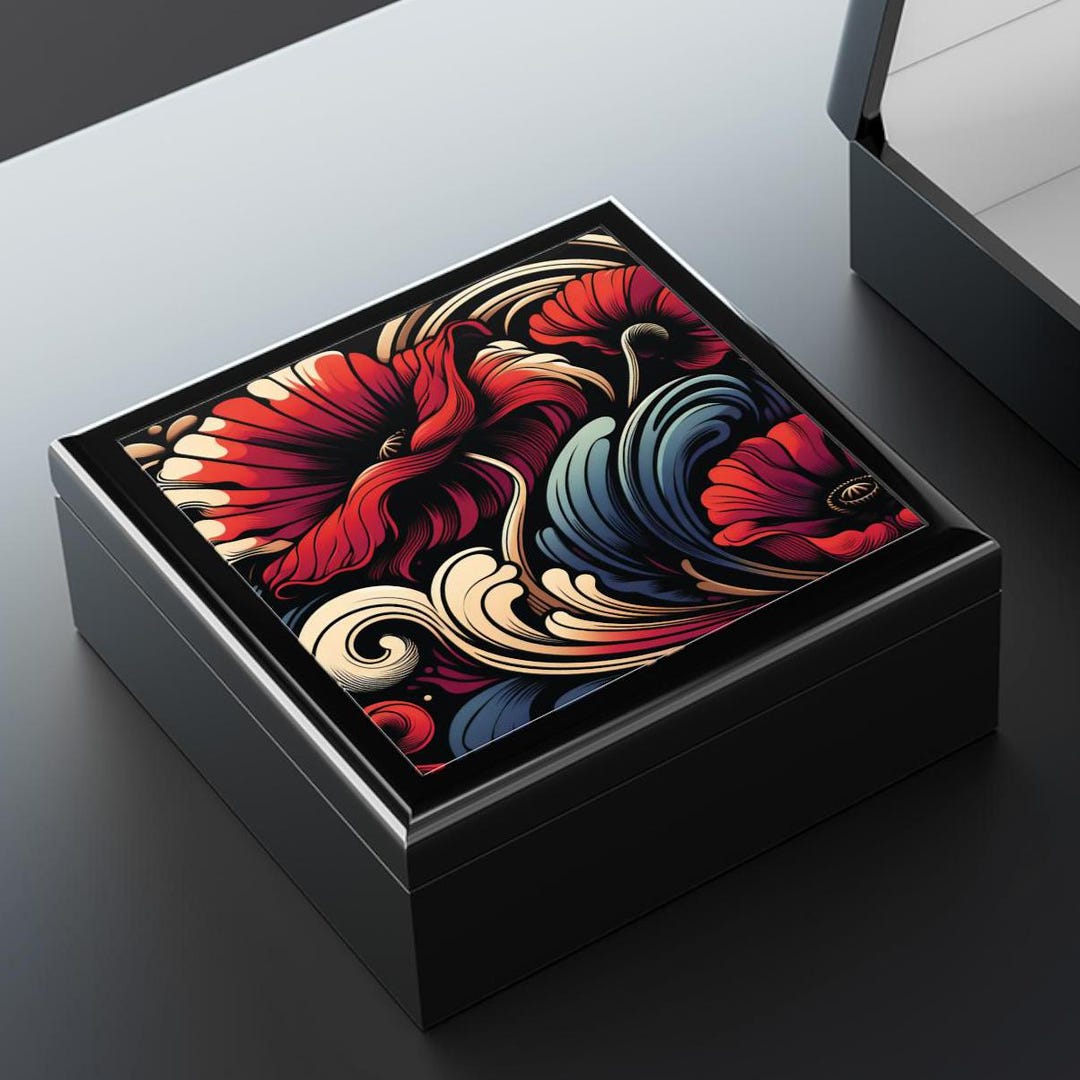Jewelry Box, Poppy Floral Keepsake Casket, Nature Lover Trinket Case ...