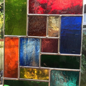 Stained Glass Panel, Multi Coloured Abstract Suncatcher, Handmade ...