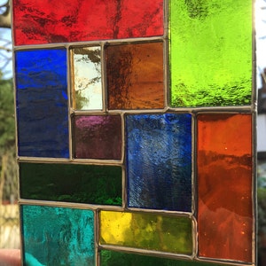 Stained Glass Panel, Multi Coloured Abstract Suncatcher, Handmade ...