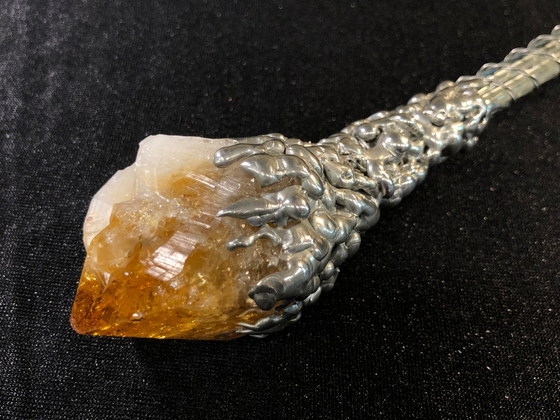 Citrine Crystal Wand, Pagan Quartz, Glass Art, Reiki Healing ...