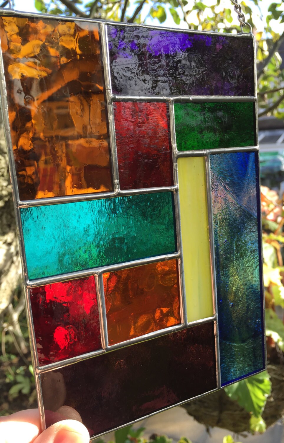 Stained Glass Panel Multi Coloured Abstract Suncatcher - Etsy