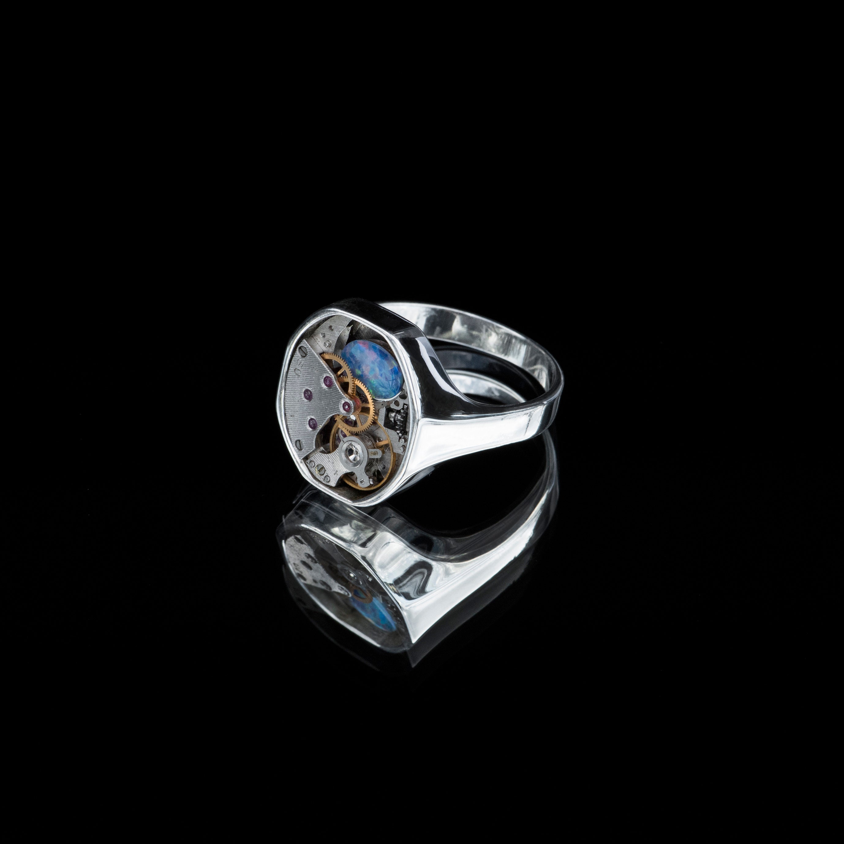 Opal Ring Mechanical Ring Recycled Watch Movement Handmade - Etsy