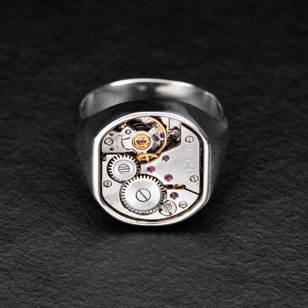 Watch Ring, Sterling Silver, Modern Men's Ring, Unisex, for Engineers ...