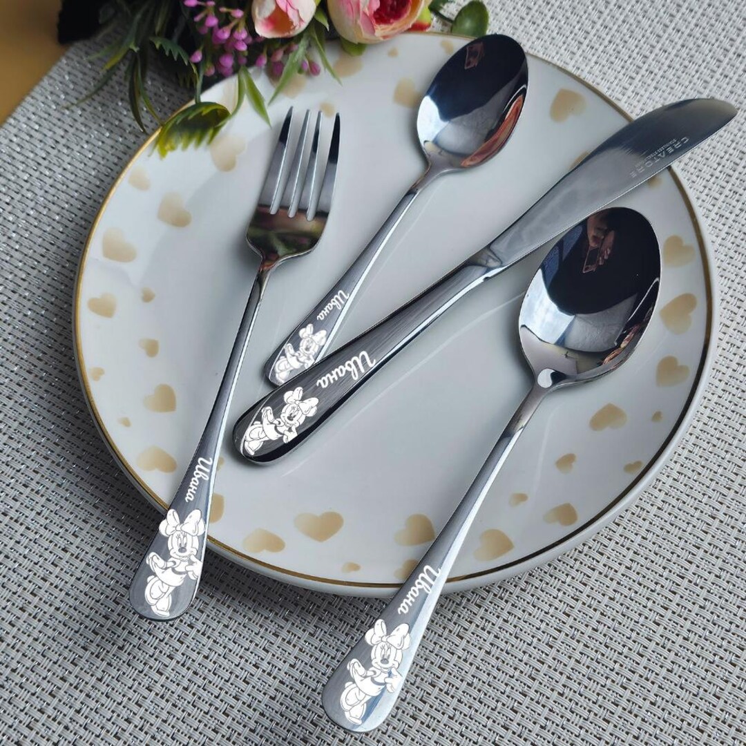 Personalized Gift for Kids, Cartoon Characters Cutlery, Kids Cutlery ...