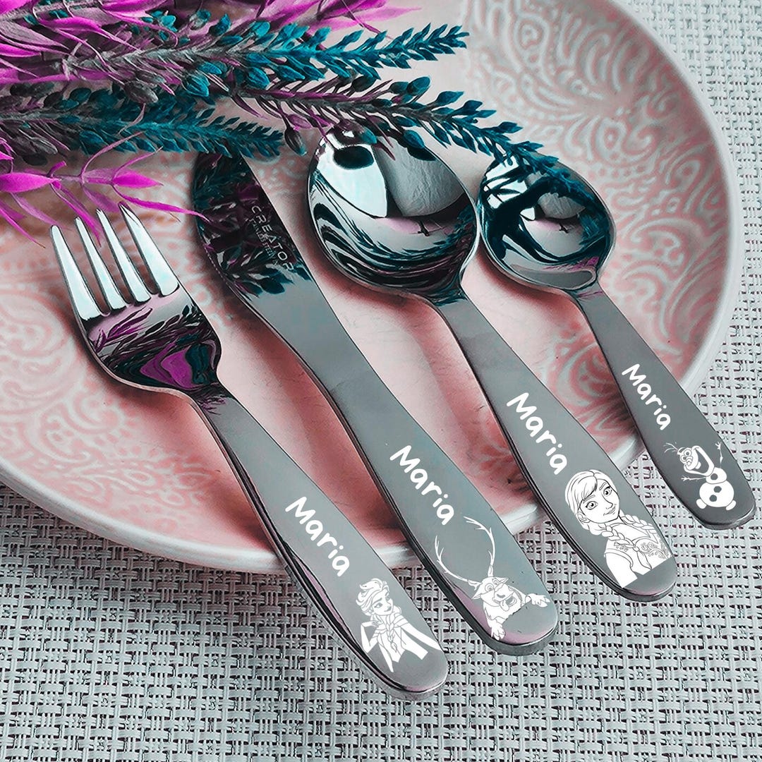 Custom Kids Cutlery Set, Engraved Utensils, Childrens Cutlery, Toddler ...