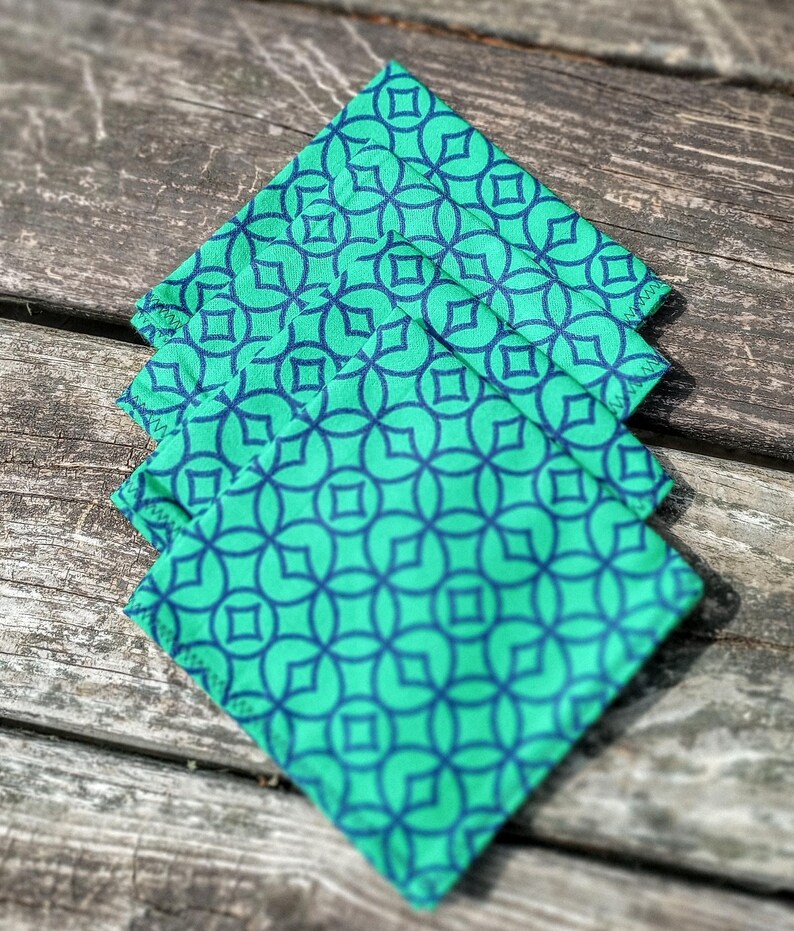 Green and Navy Geometric Pattern, Everyday, Reusable Napkins (4) - Etsy