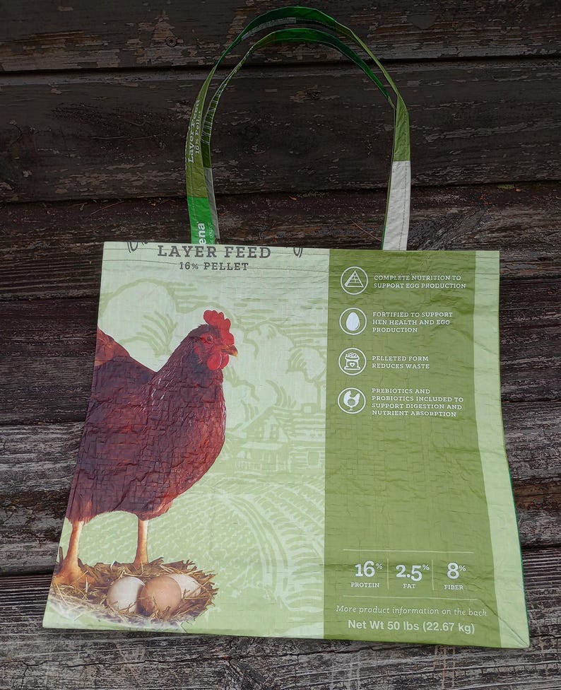 Upcycled Chicken Feedbag Tote: Reusable Grocery, Beach, Market, or Gift ...