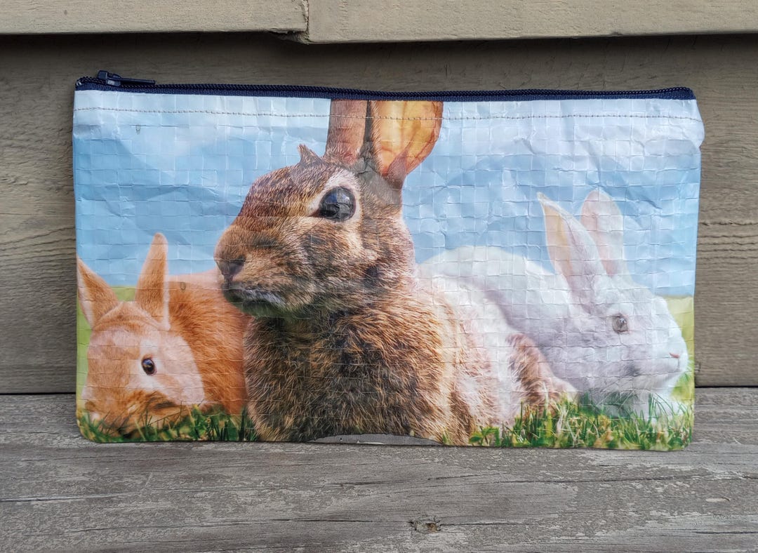 Upcycled Rabbit Feedbag Zippered Pouch: Toiletry, Pencil, Gift Bag - Etsy