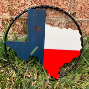 6",9",12" STATE OF TEXAS Barn Metal Art Twisted Rope Ring Western Home ...