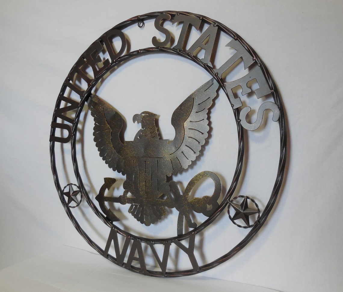 24" US NAVY Military Metal Wall Art Western Home Decor Vintage Rustic ...